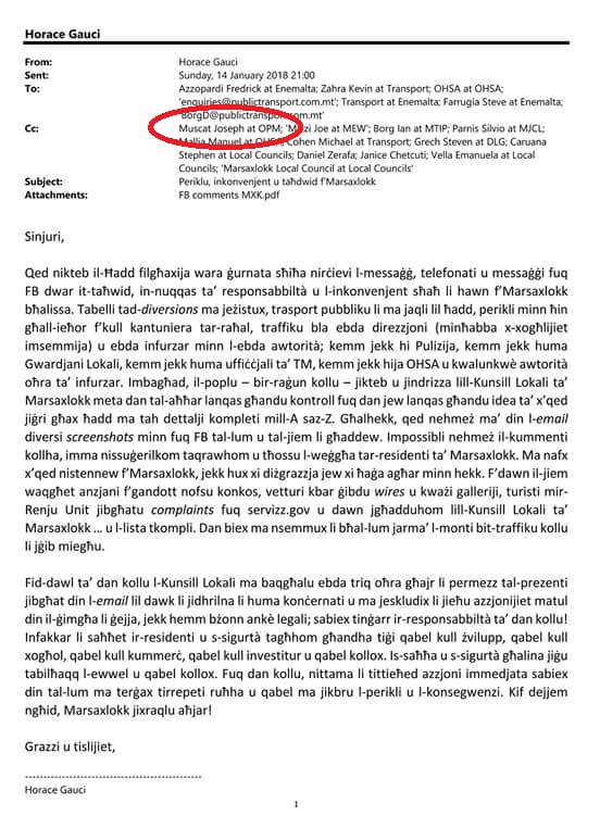 FILMAT: Is-Sindku ta' M'Xlokk jikteb lill-PM; Periklu f'kull kantuniera ...