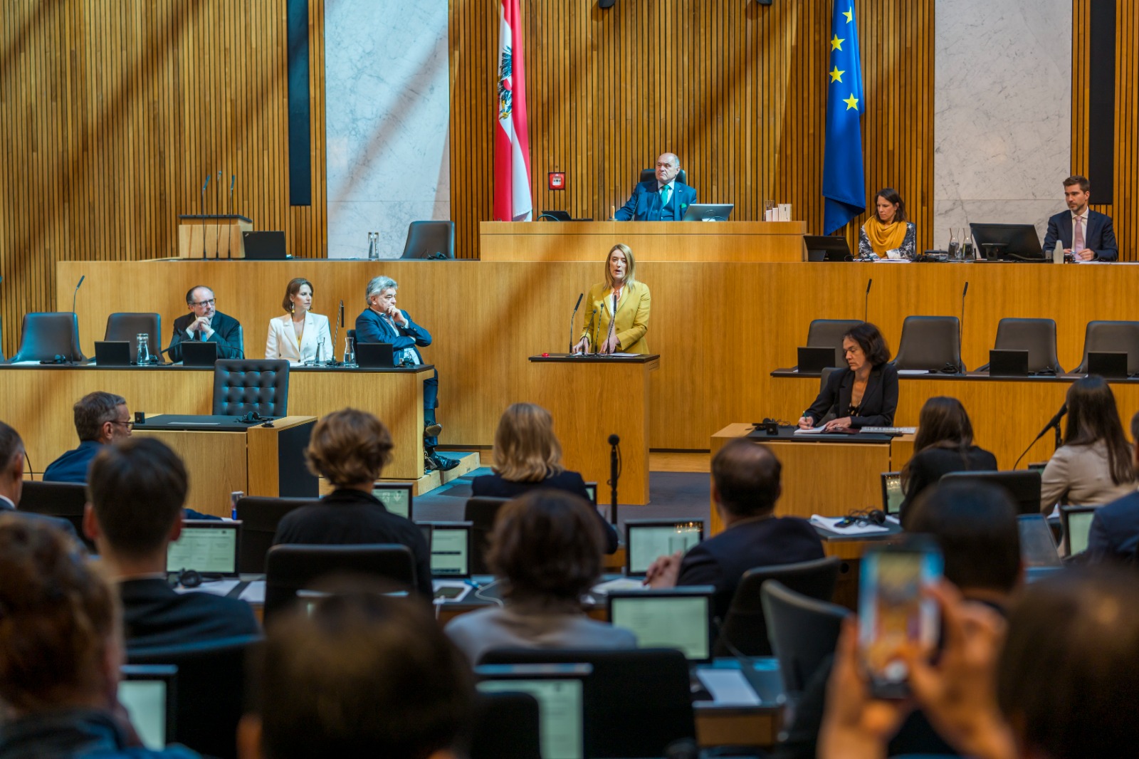 Il-President tal-Parlament Ewropew Roberta Metsola tindirizza l ...
