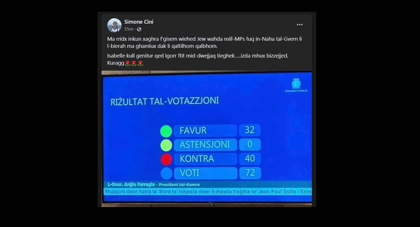 Id-deputati tal-Labour "m'għamlux dak li qaltilhom qalbhom" - Simone ...