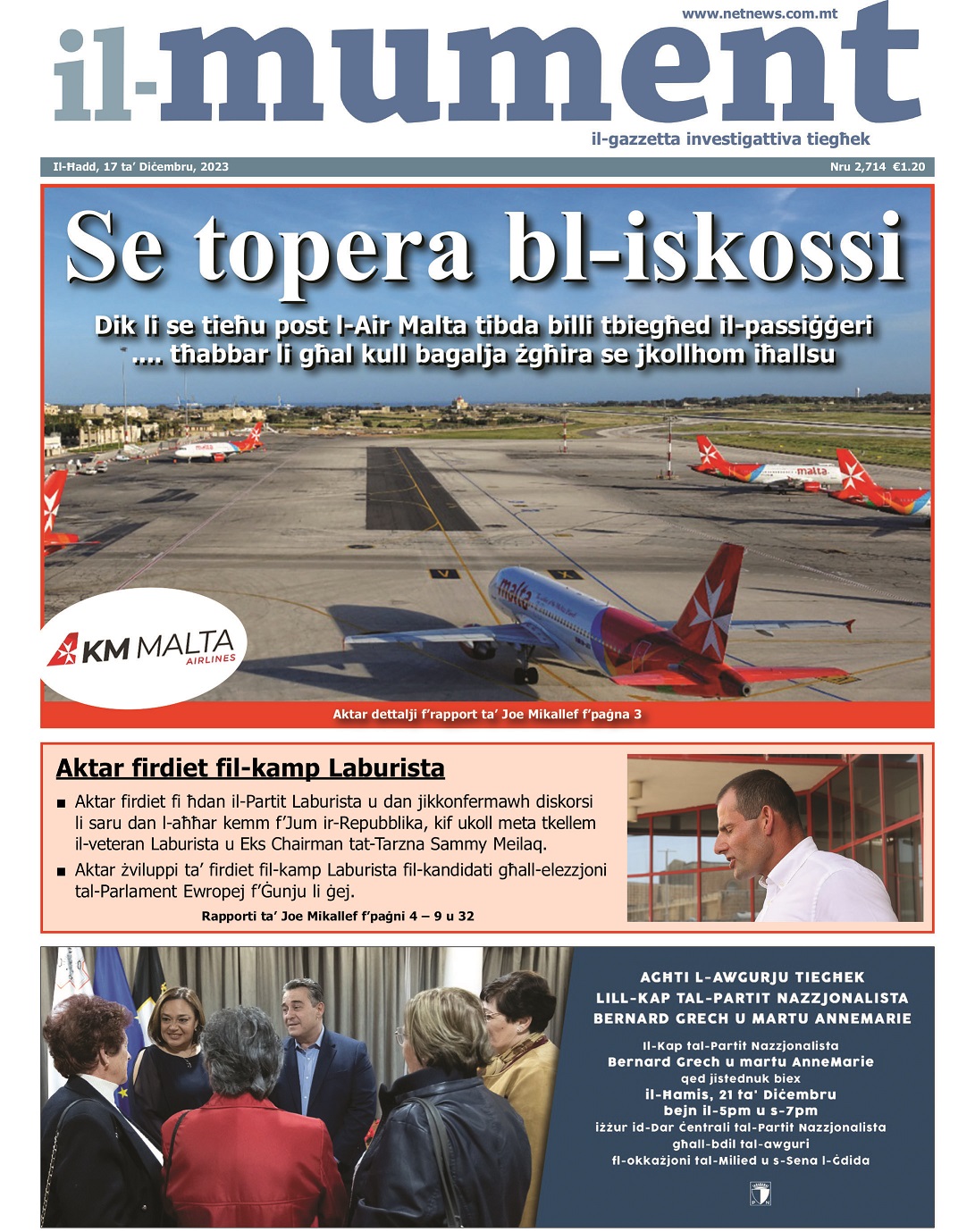 Il-faċċata tal-gazzetta 'il-mument' - NETnews