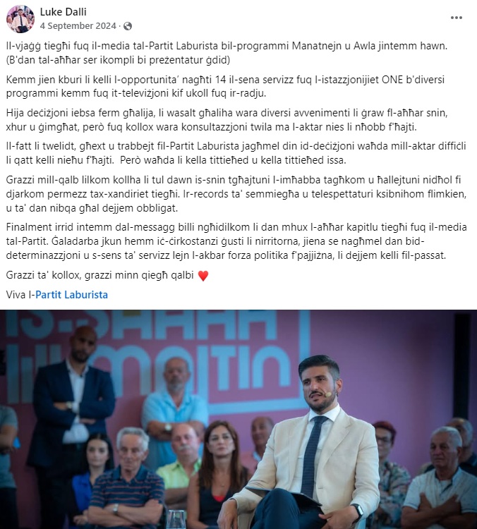 "Issemmix lil Robert għax nivvomta" - Luke Dalli - NETnews